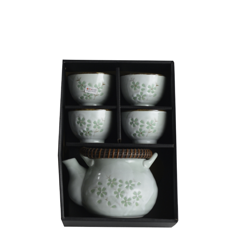 Set teira e 4 tazze Green Cosmos Design
